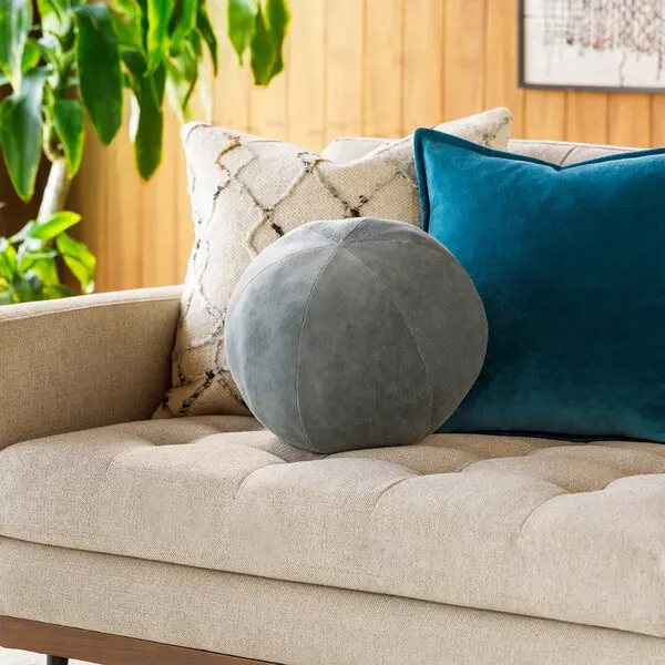 SURYA Bola Decorative Pillow, 12l X 12w - Light Gray