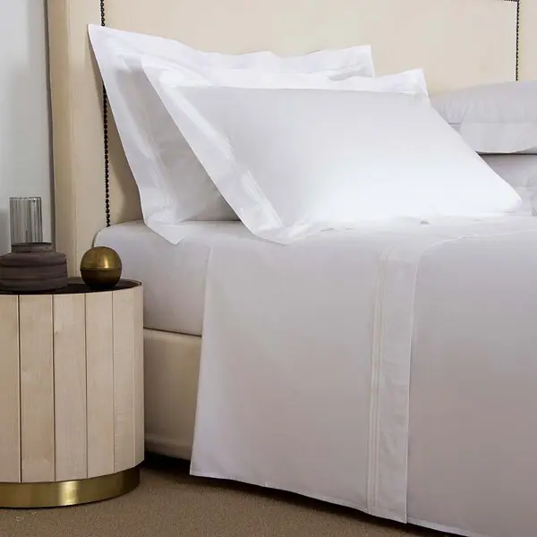 Frette Triplo Popeline Sheet Set, Queen - White/milk