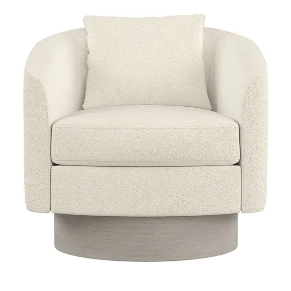 BERNHARDT Camino Wood Base Swivel Chair - Cream/-