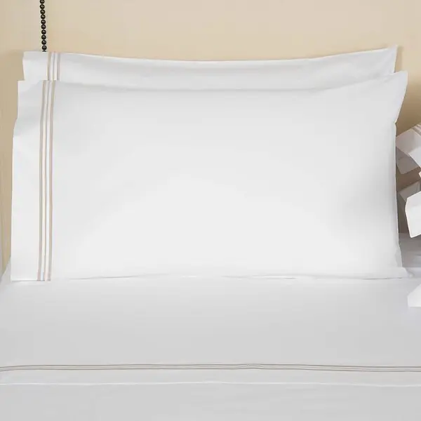 Frette Triplo Popeline Pillowcase King - White/savage Beige