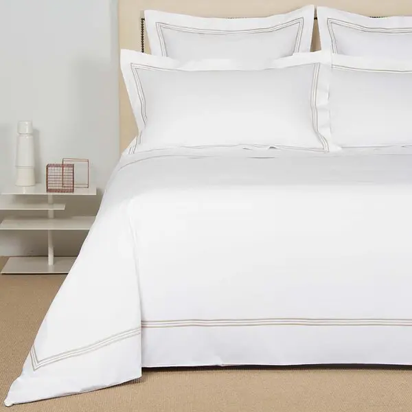 Frette Triplo Popeline Duvet Cover, King - White/savage Beige