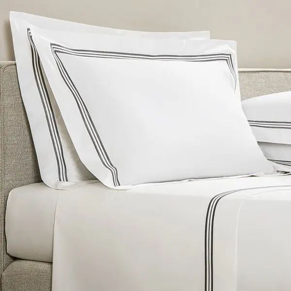 Frette Triplo Poplin Bedset, King - White/slate Gray