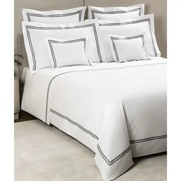 Frette Triplo Poplin Duvet Cover, Queen - White/slate Gray