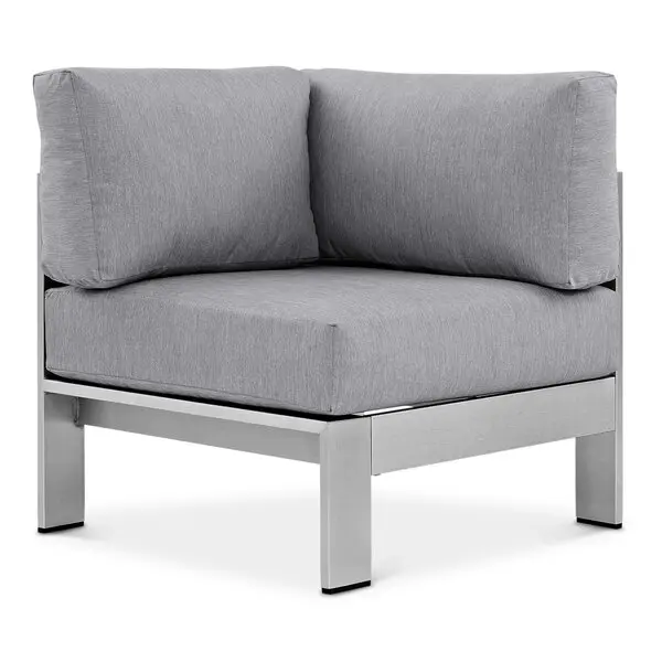 MODWAY Shore Outdoor Patio Aluminum Corner Sofa - Silver Gray