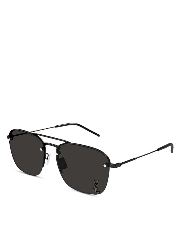 Saint Laurent Monogram Pin Navigator Sunglasses - Black/black Solid