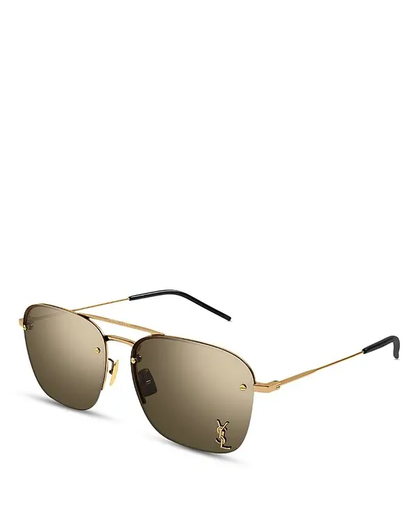 Saint Laurent Monogram Pin Navigator Sunglasses - Gold/gold Mirrored Solid