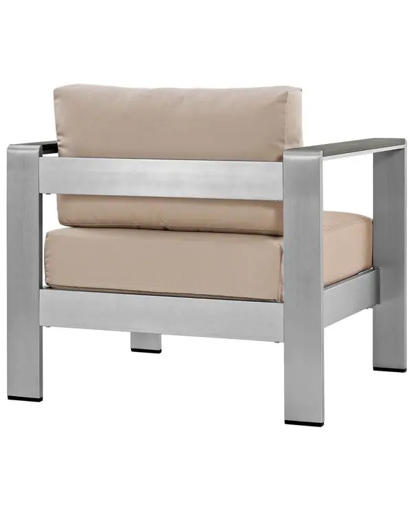MODWAY Shore Outdoor Patio Aluminum Armchair - Silver Beige