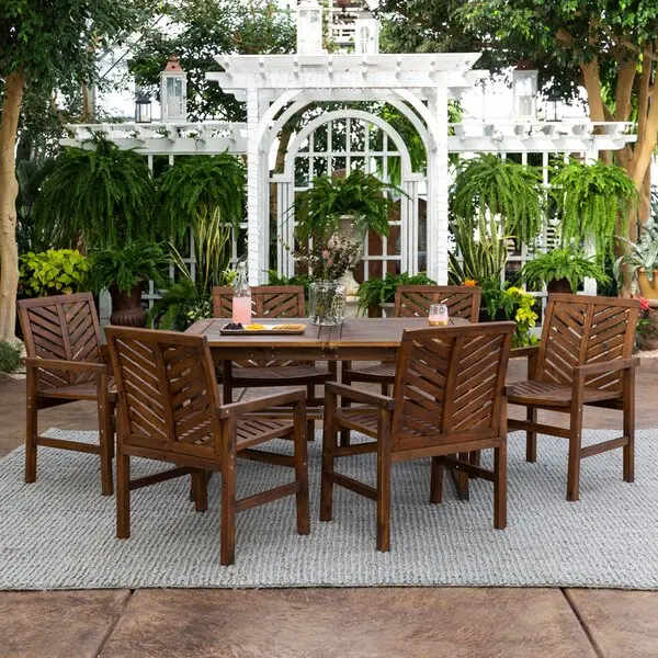 Walker Edison Piece Extendable Outdoor Patio Dining Set In Dark