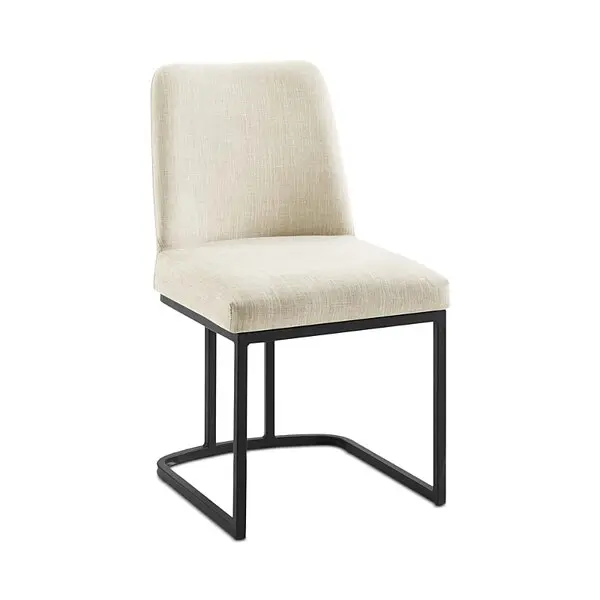 MODWAY Amplify Sled Base Upholstered Fabric Dining Side Chair - Black Beige