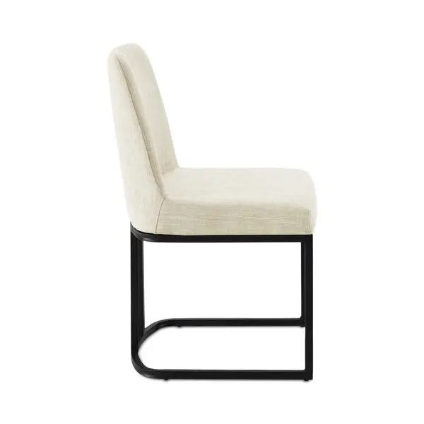 MODWAY Amplify Sled Base Upholstered Fabric Dining Side Chair - Black Beige