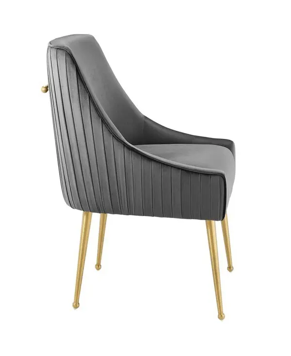 MODWAY Discern Pleated Back Upholstered Performance Velvet Dining Chair - Gray