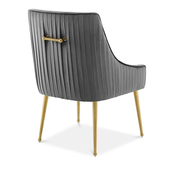 MODWAY Discern Pleated Back Upholstered Performance Velvet Dining Chair - Gray