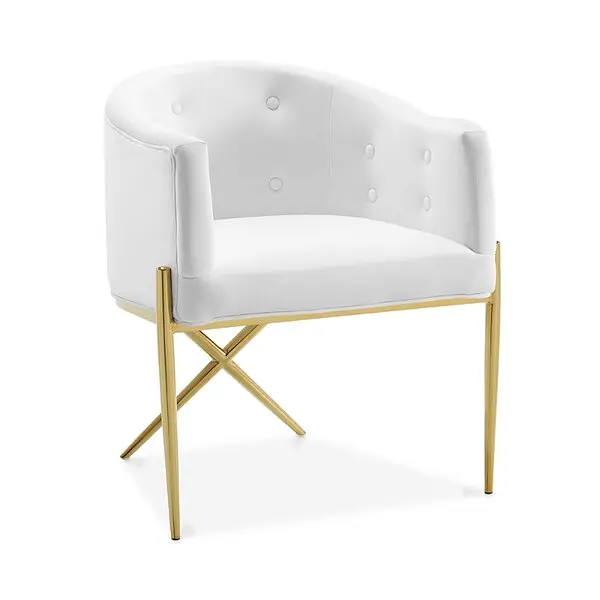 MODWAY Savour Tufted Performance Velvet Accent Dining Armchair - White
