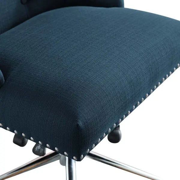 MODWAY Regent Tufted Button Swivel Upholstered Fabric Office Chair