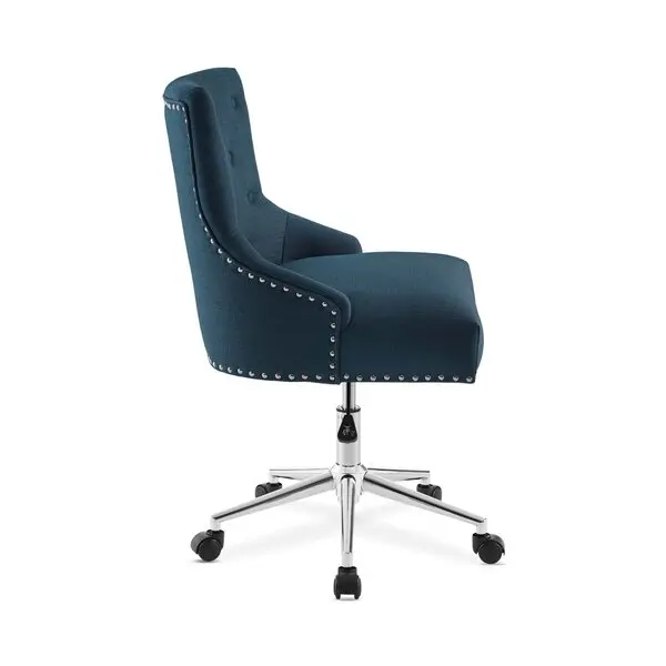 MODWAY Regent Tufted Button Swivel Upholstered Fabric Office Chair