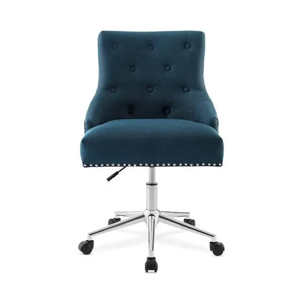 MODWAY Regent Tufted Button Swivel Upholstered Fabric Office Chair