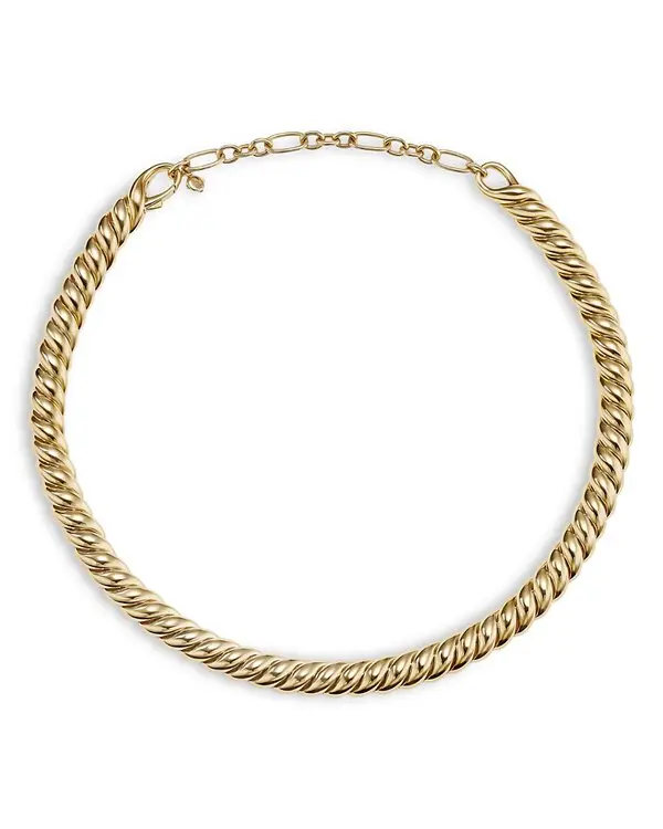 David Yurman 18k Yellow Sculpted Cable Collar Necklace - Gold