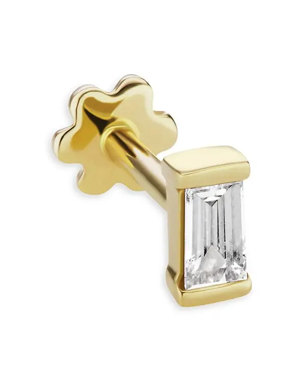 MARIA TASH 18k Yellow Gold Diamond Baguette Single Stud Earring - White/gold