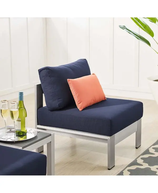 MODWAY Shore 3 Piece Sunbrella Fabric Aluminum Outdoor Patio Set