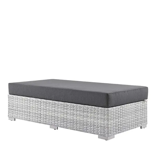MODWAY Convene Outdoor Patio Rectangular Ottoman - Light Gray Charcoal