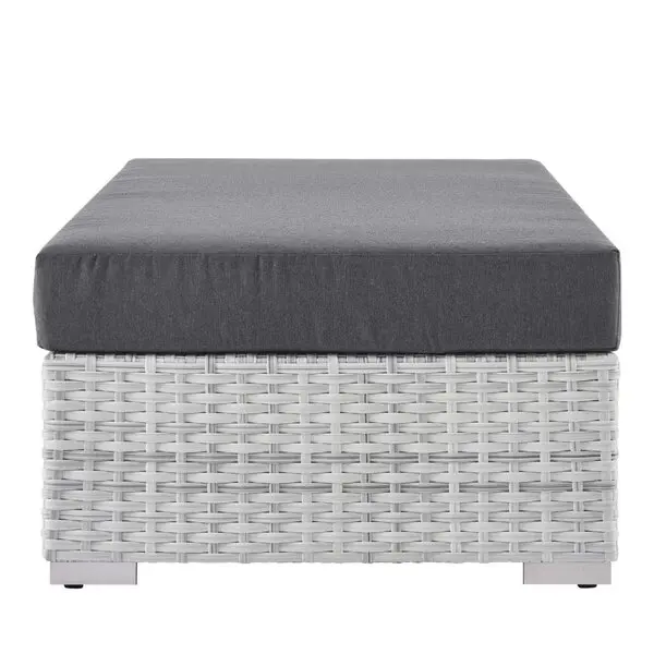 MODWAY Convene Outdoor Patio Rectangular Ottoman - Light Gray Charcoal