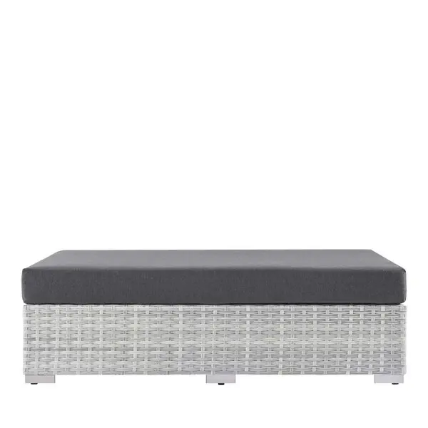 MODWAY Convene Outdoor Patio Rectangular Ottoman - Light Gray Charcoal