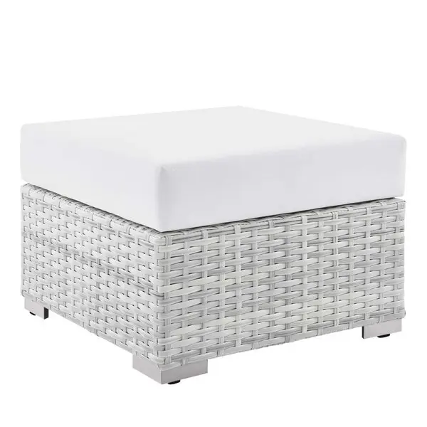 MODWAY Convene Outdoor Patio Ottoman - Light Gray/white