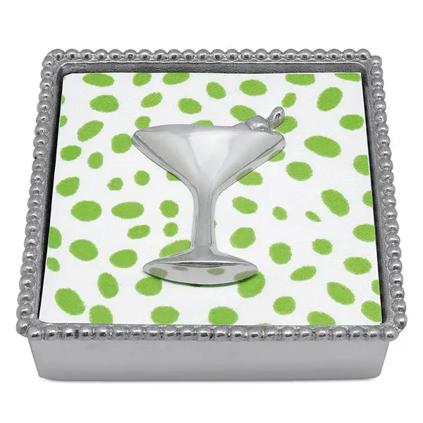 MARIPOSA Cocktail Beaded Napkin Box - Metal