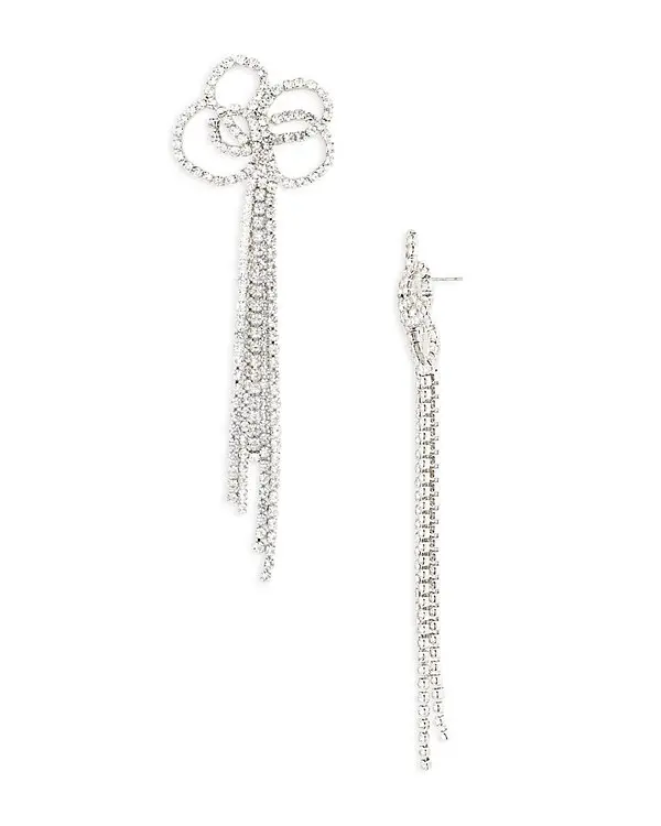 KENNETH JAY LANE Crystal Bow Earrings - Silver