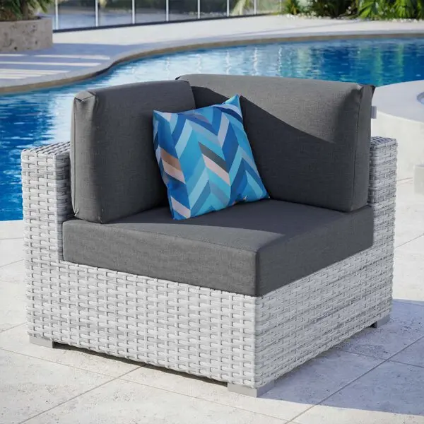 MODWAY Convene Outdoor Patio Corner Chair - Light Gray Charcoal