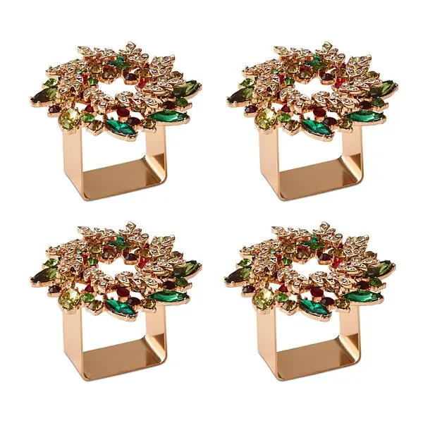 KIM SEYBERT Wreath Napkin Ring, Set Of 4 - Red