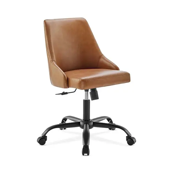 MODWAY Designate Swivel Vegan Leather Office Chair - Black Tan