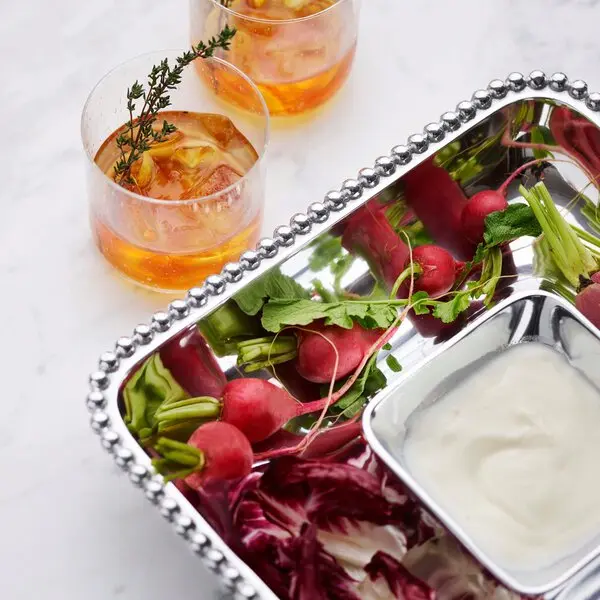MARIPOSA Pearled Square Chip & Dip Server