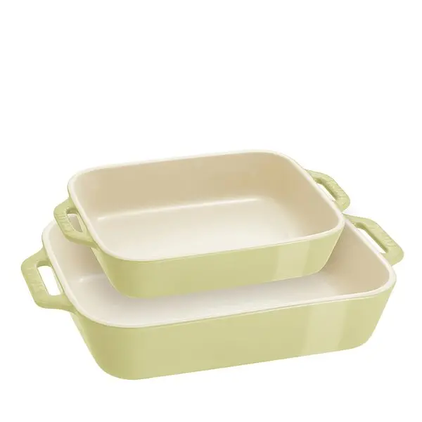 STAUB Ceramic Rectangular Baking Dish 2-piece Set - Green