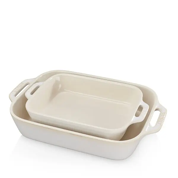 STAUB Ceramic Rectangular Baking Dish 2-piece Set - Ivory
