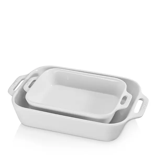 STAUB Ceramic Rectangular Baking Dish 2-piece Set - White