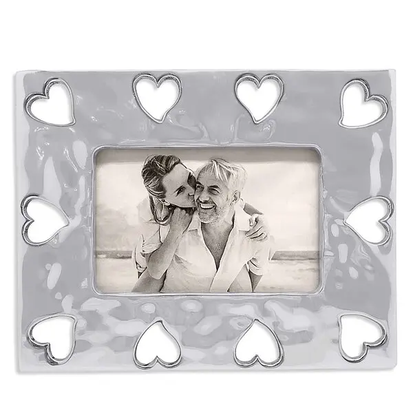 MARIPOSA Open Heart Border Frame, 4 X 6 - Silver