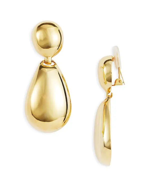 KENNETH JAY LANE Oval Clip-on Drop Earrings - Gold