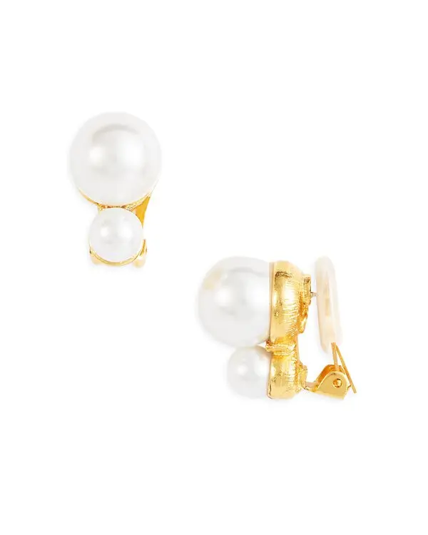 KENNETH JAY LANE Imitation Pearl Clip-on Earrings - White/gold