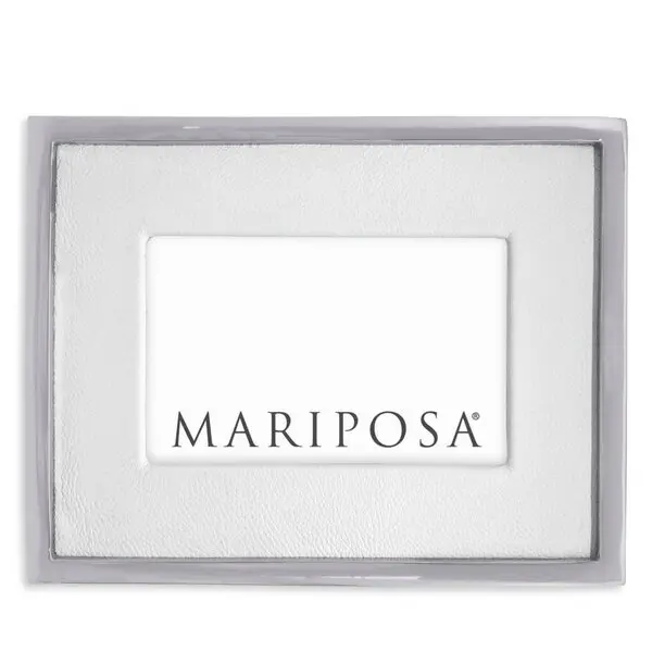 MARIPOSA Leather With Metal Border Frame, 4 X 6 - White