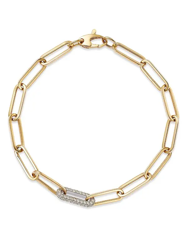 Bloomingdale'S Diamond Paperclip Bracelet, 0.60 Tcw - Gold/white