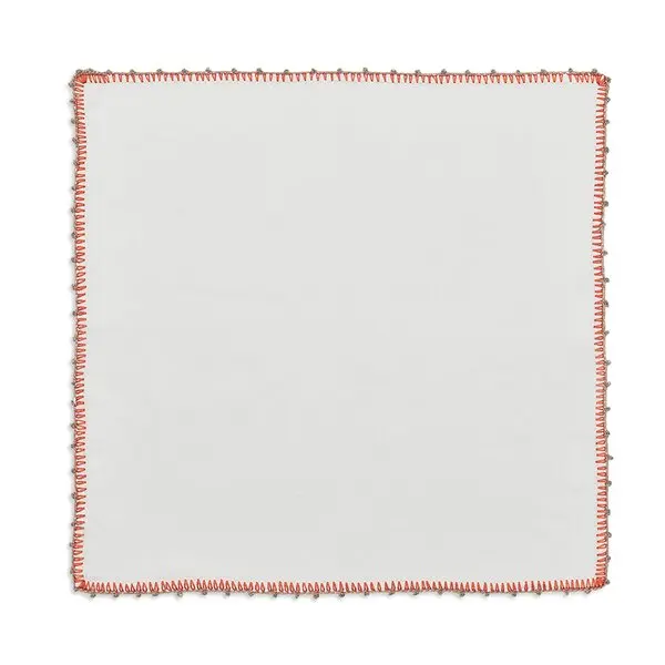 KIM SEYBERT Knotted Edge Linen Napkin - White/natural/orange
