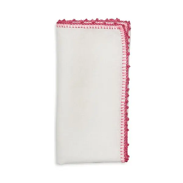 KIM SEYBERT Knotted Edge Linen Napkin - White/pink/blush