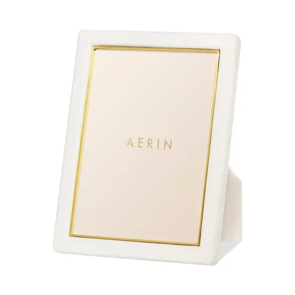 Aerin Piero Leather Frame, 5 X 7 - Shadow White