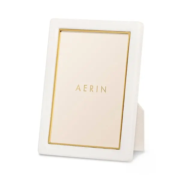 Aerin Piero Leather Frame, 4 X 6 - Shadow White