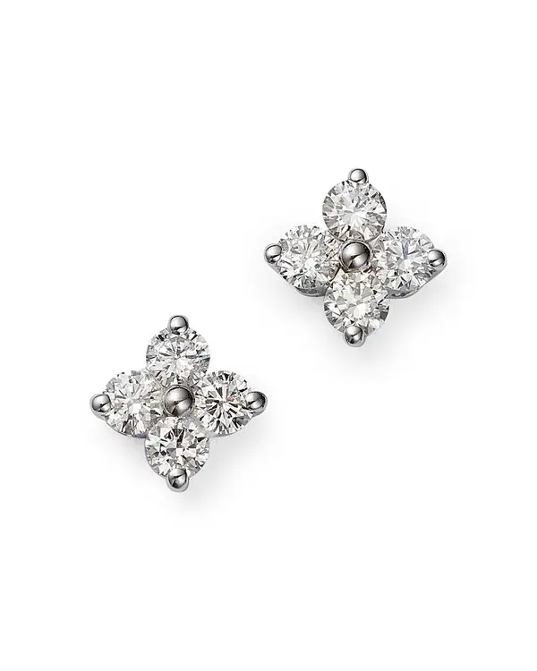 Bloomingdale'S Diamond Clover Stud Earrings, 0.50 Tcw - White
