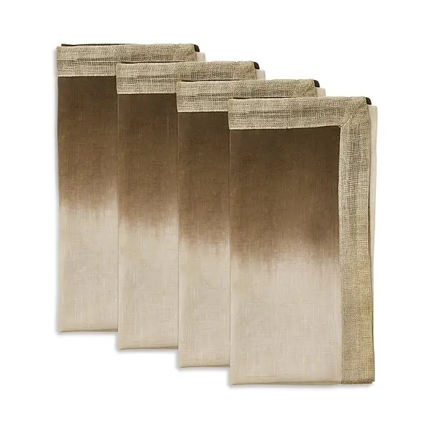 KIM SEYBERT Linen Dip Dye Napkins, Set Of 4 - Natural/brown/gold