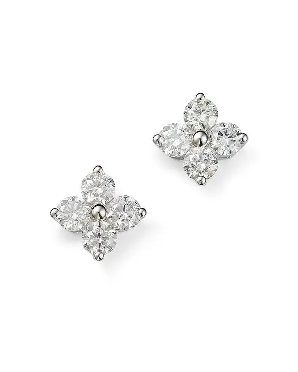 Bloomingdale'S Diamond Clover Stud Earrings 1.50 Tcw - White