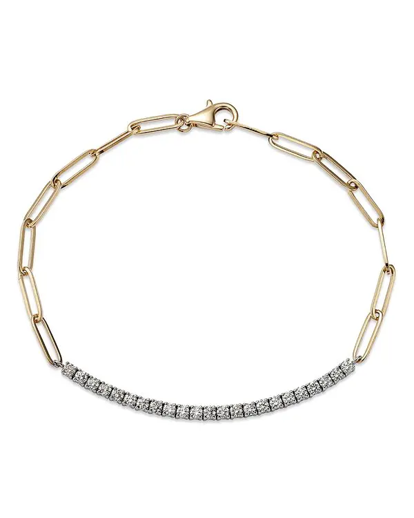 Bloomingdale'S Diamond And 14k Gold Link Bracelet - White/gold