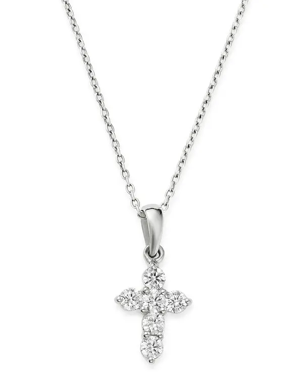 Bloomingdale'S Diamond Cross Pendant Necklace - White